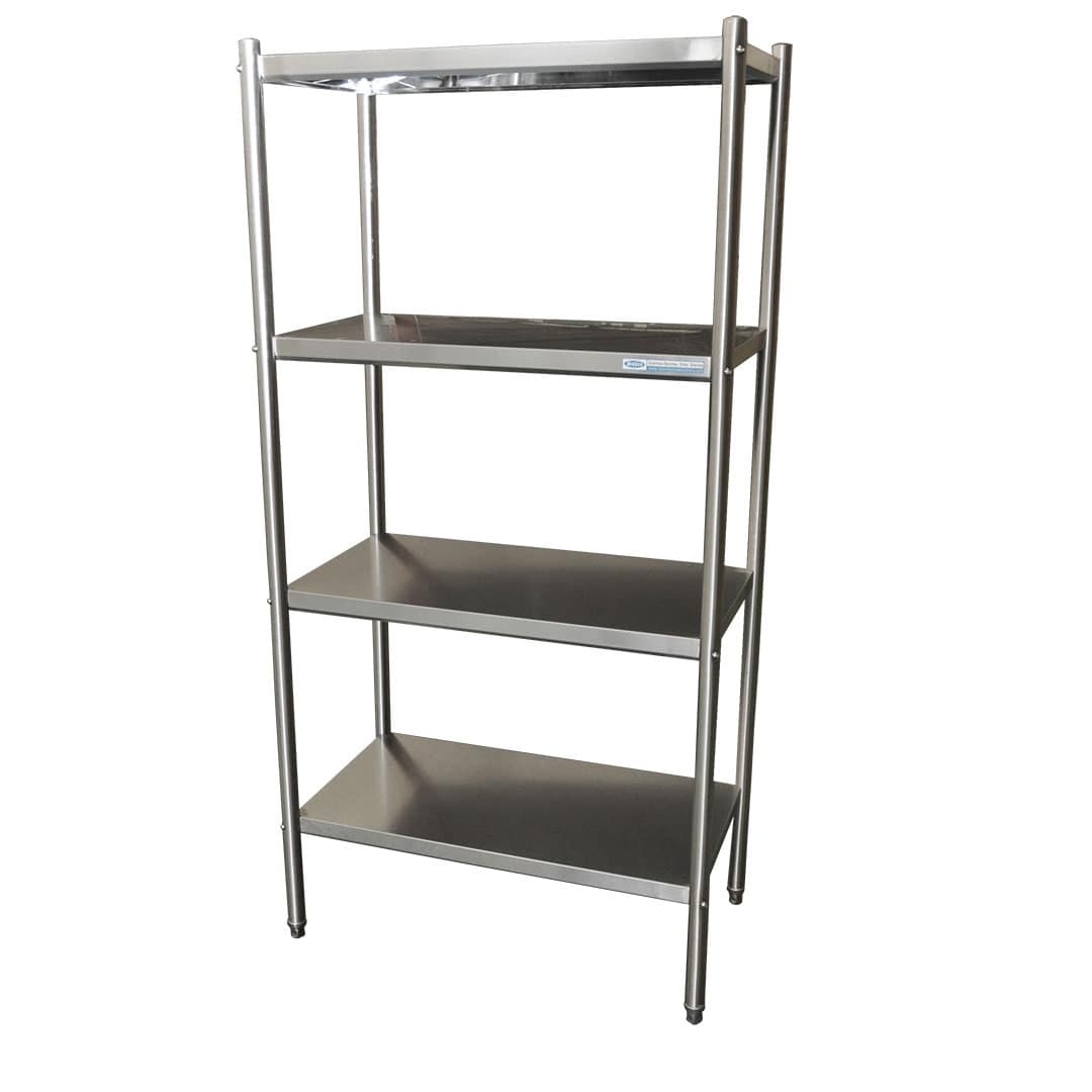 4-Tier Stainless Commercial Kitchen Shelf, 900 x 510 x 1800mm high ...