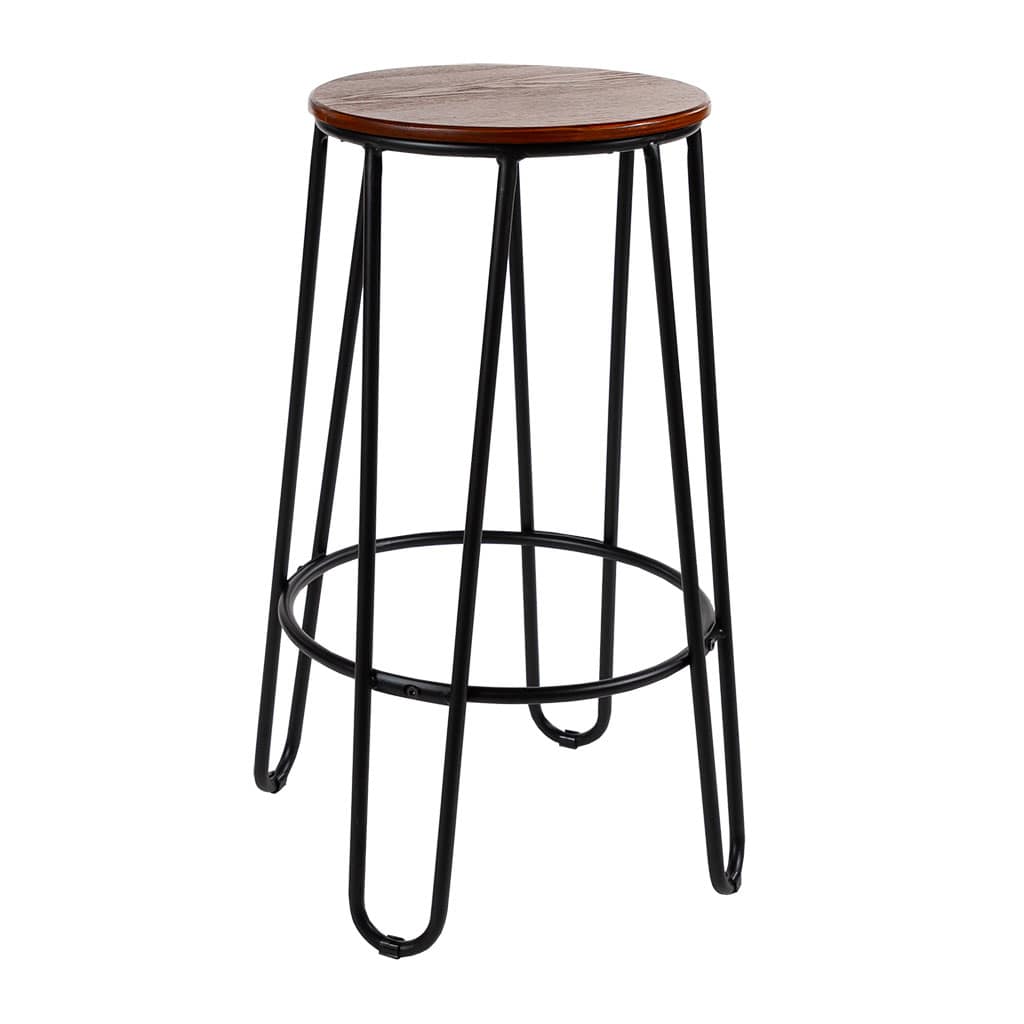 Hairpin Kitchen Stool Gloss Timber Seat - Brayco Commercial Pty Ltd