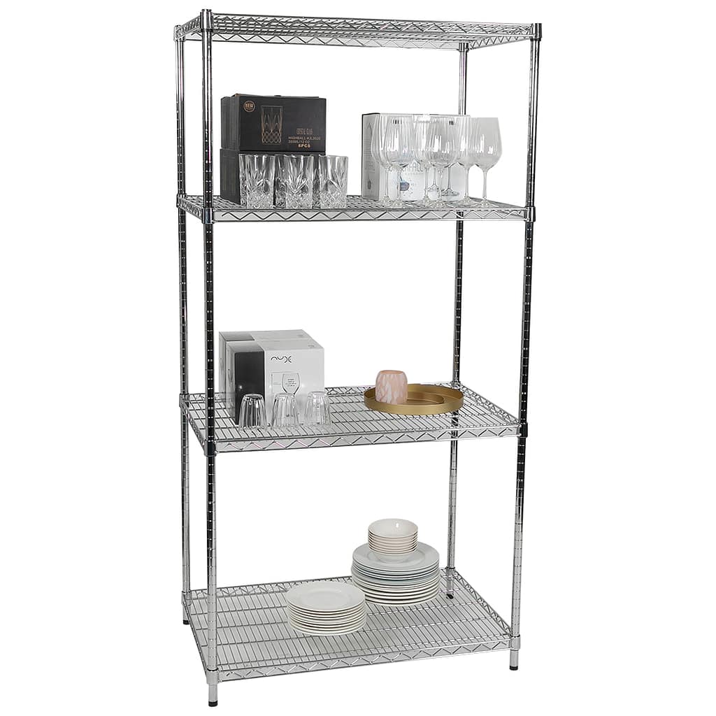 Chrome Dry Store Shelf 4 Tier , 914 X 610 deep x 1800mm high - Brayco ...