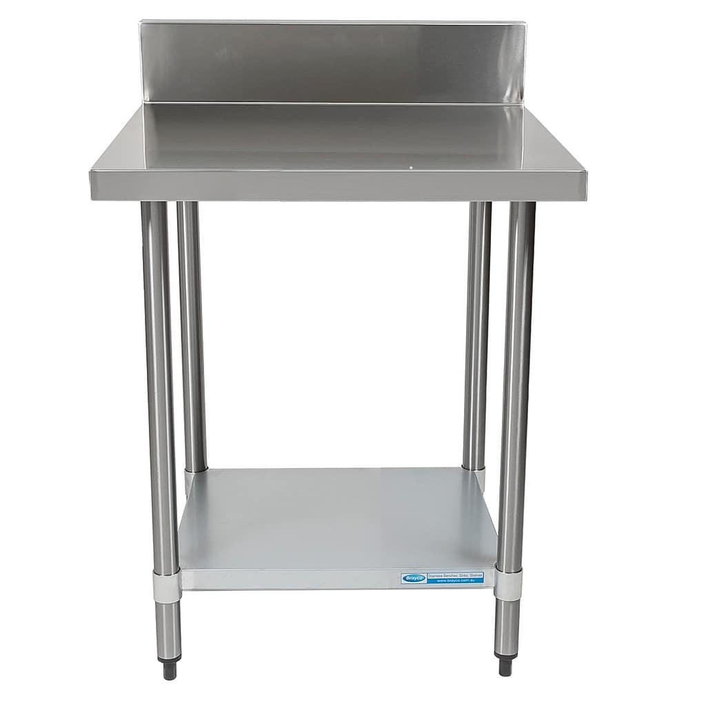 Commercial 304 Grade Stainless Steel Splashback Bench, 800 x 610 x ...