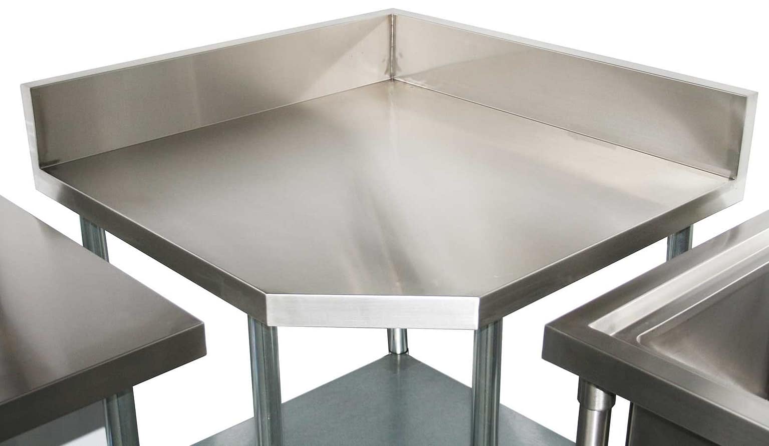 Commercial 304 Grade Stainless Steel Corner 900mm Splashback Bench, 900 ...