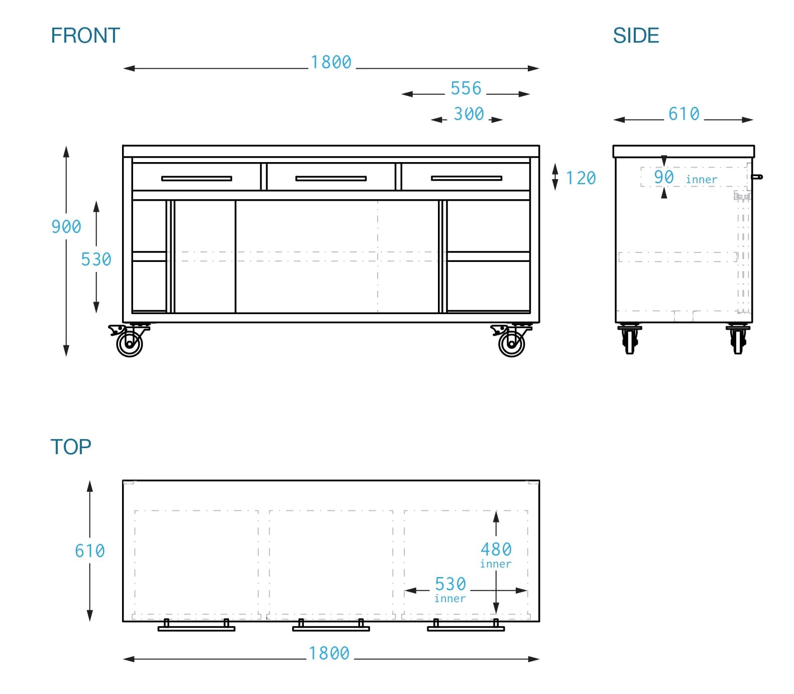 Stainless Steel Cabinet for Commercial Kitchens, 1800 x 610 x 900mm ...