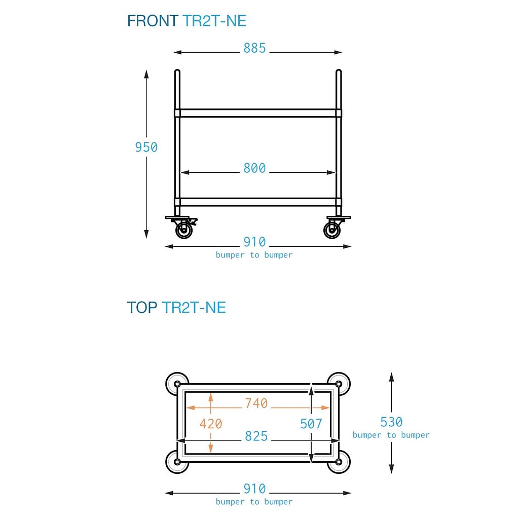 Stainless Trolley, 2-Tier With Castors, 825 x 530 x 800mm high - Brayco ...
