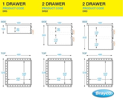 Double Underbench Drawers for Stainless Benches - Brayco Commercial Pty Ltd